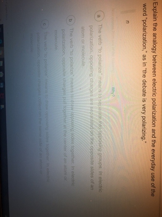 Solved Explain the analogy between electric polarization and | Chegg.com