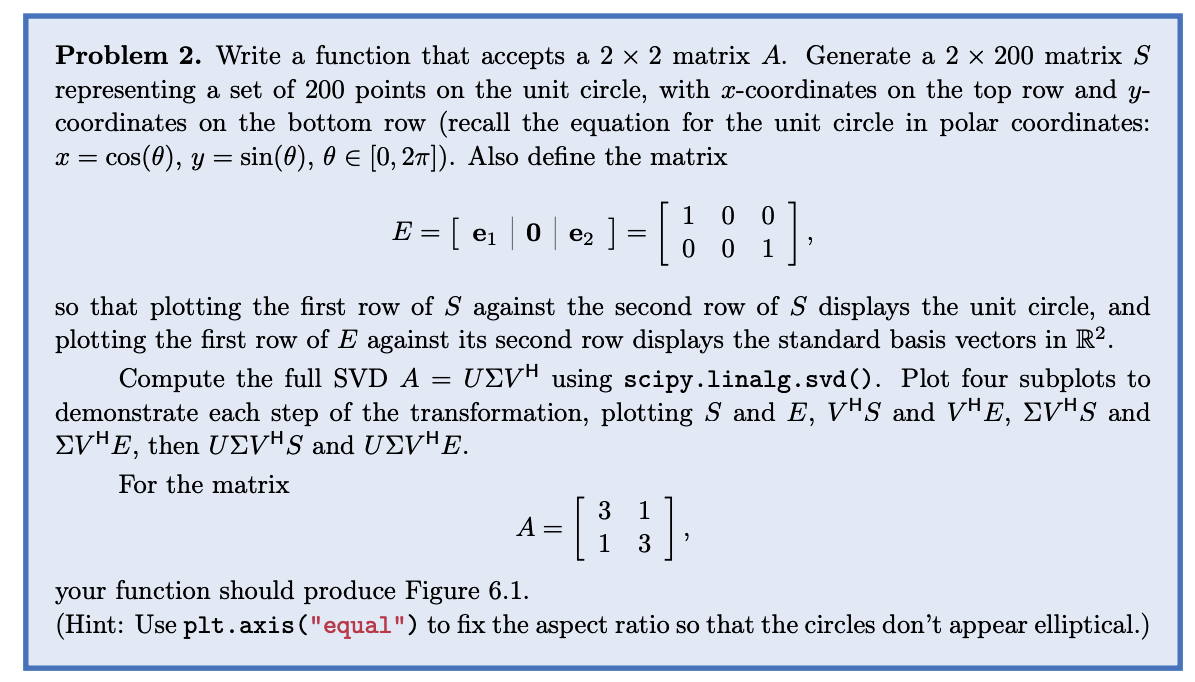 Solved Problem 2. ﻿Write a function that accepts a 2×2 | Chegg.com