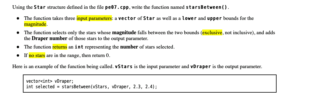 Solved Using the Star structure defined in the file | Chegg.com