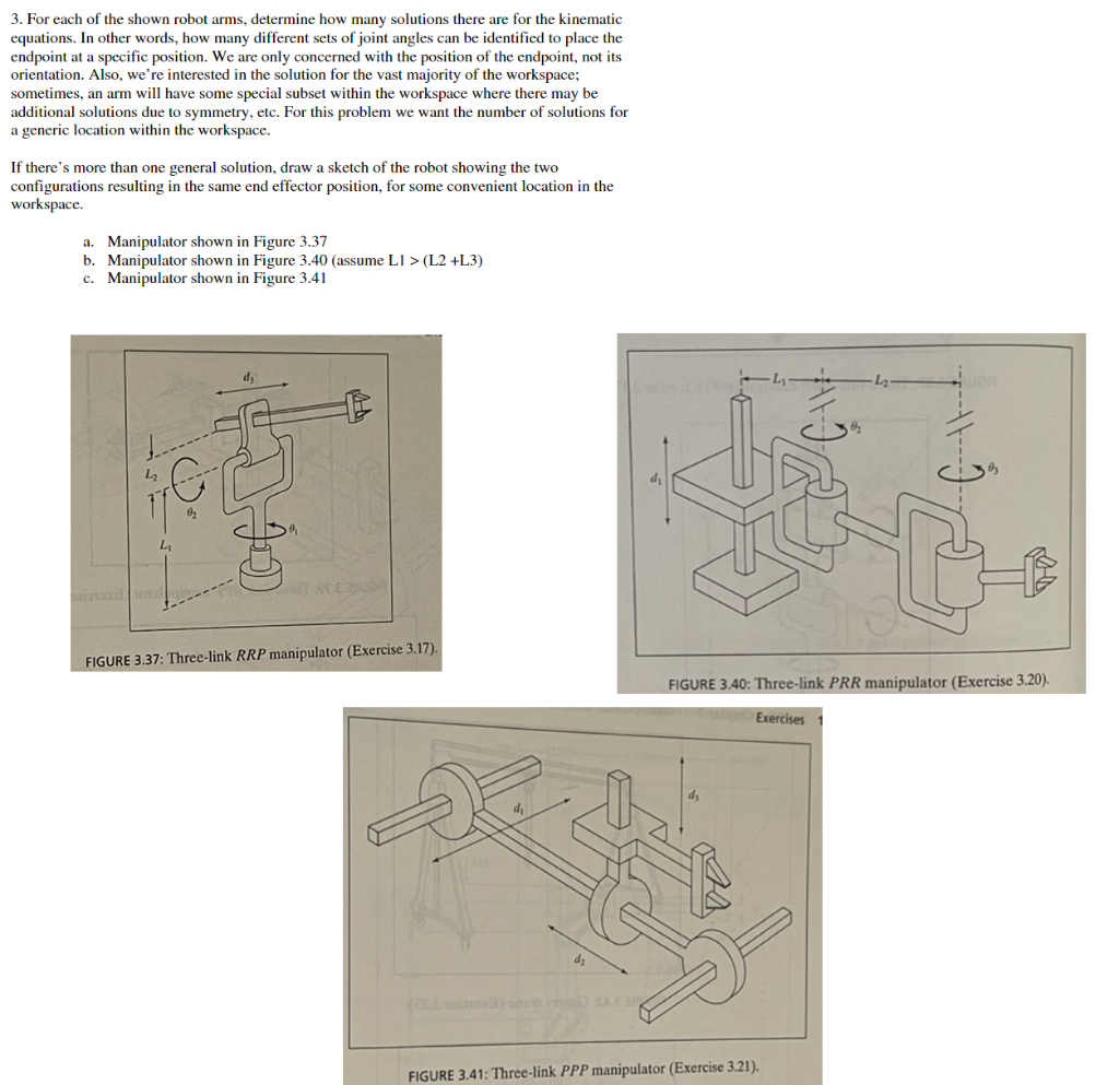 Solved 3. For each of the shown robot arms, determine how | Chegg.com
