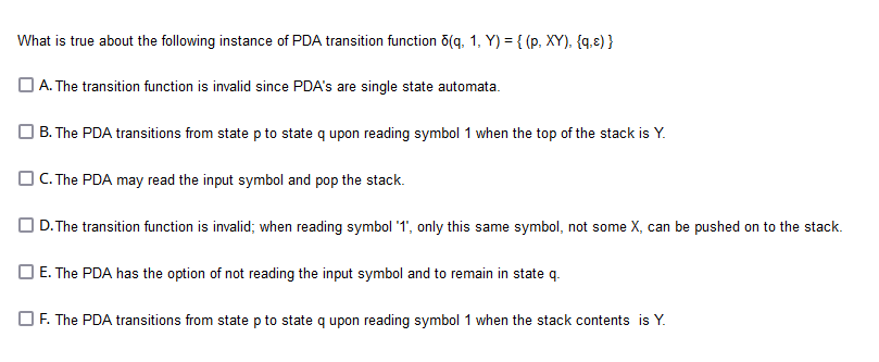 Solved What is true about the following instance of PDA | Chegg.com