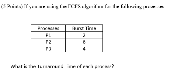 Solved (5 Points) If you are using the FCFS algorithm for | Chegg.com