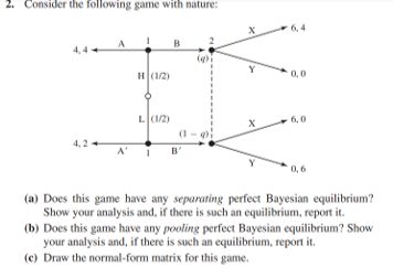 2. Consider the following game with nature: (a) Does | Chegg.com