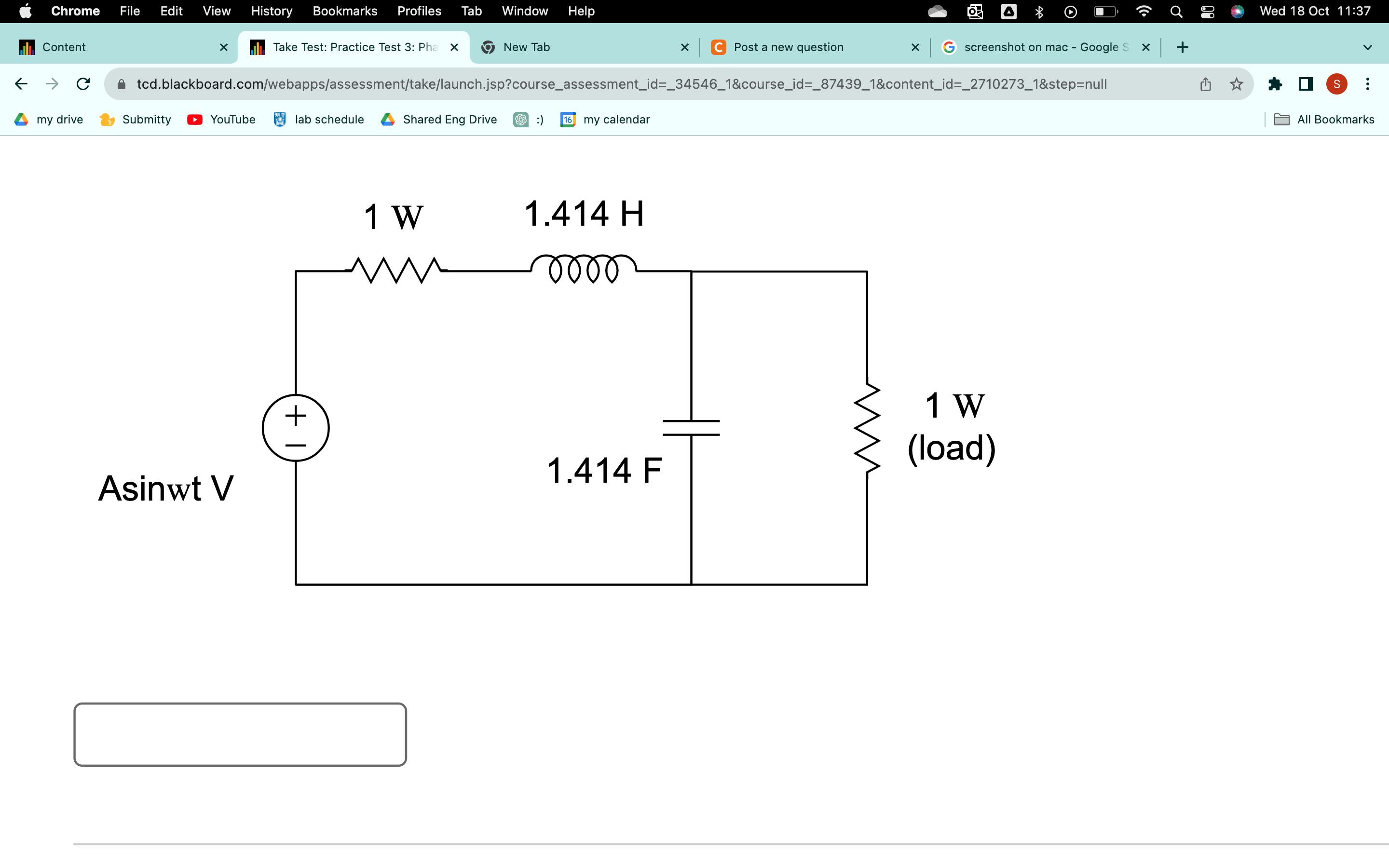 Solved If A = 500 and ω = 10 rad/s in the circuit below, | Chegg.com