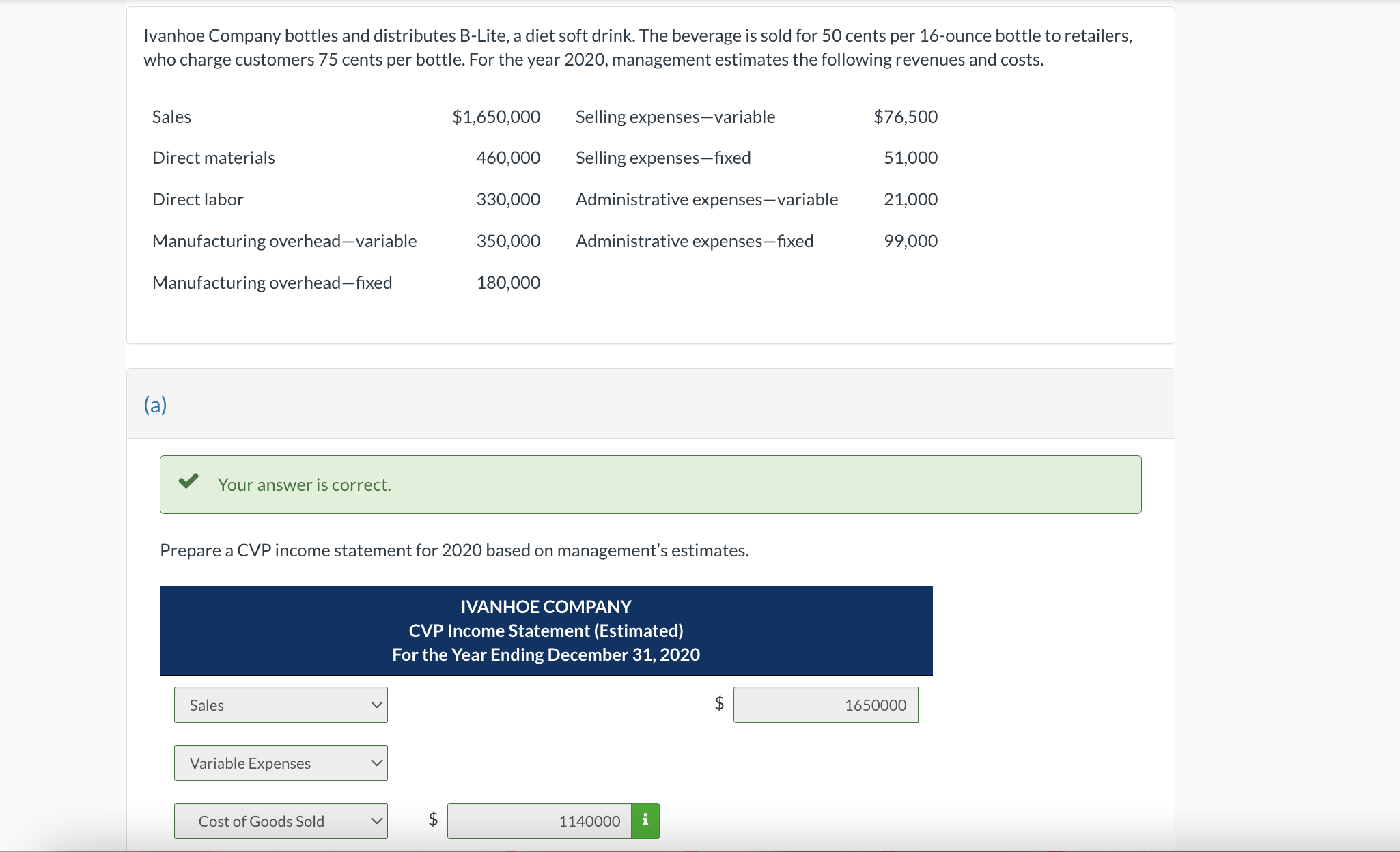 Solved Calculate variable cost per bottle. (Round variable | Chegg.com