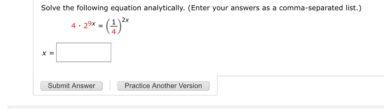 Solved Solve the following equation analytically. (Enter | Chegg.com