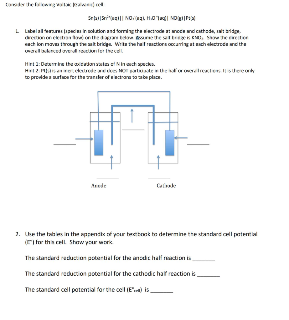 Solved Consider the following Voltaic (Galvanic) cell: | Chegg.com