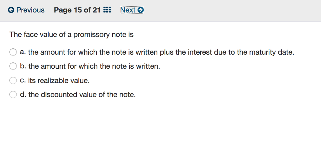 Solved G Previous Page 15 of 21 Next The face value of a | Chegg.com