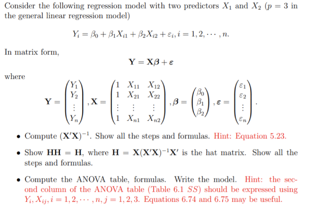 Solved Consider the following regression model with two | Chegg.com
