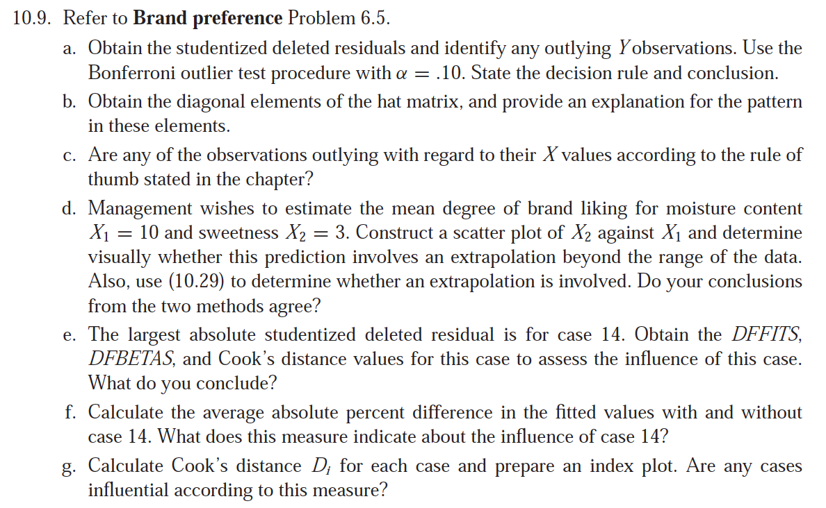 Solved 9. Refer to Brand preference Problem 6.5. a. Obtain | Chegg.com