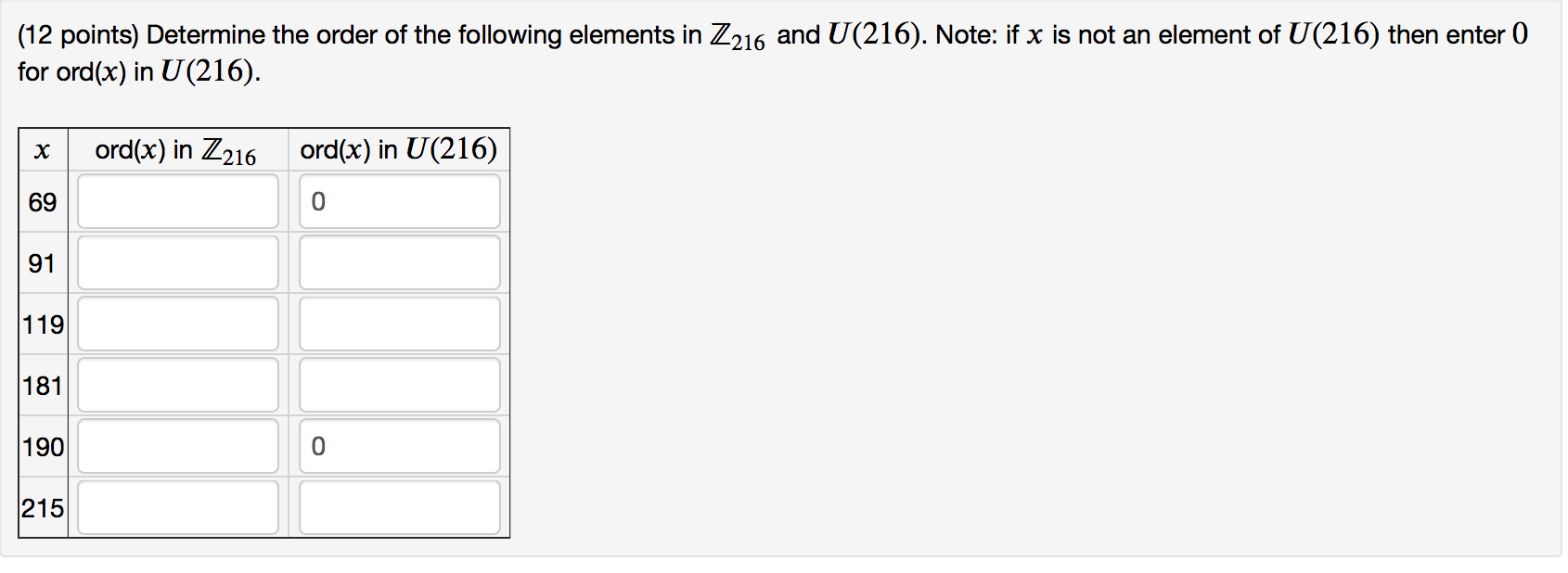 Solved (12 points) Determine the order of the following | Chegg.com