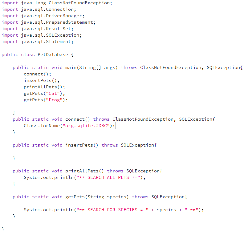Solved Create a java program which connects to a database. | Chegg.com