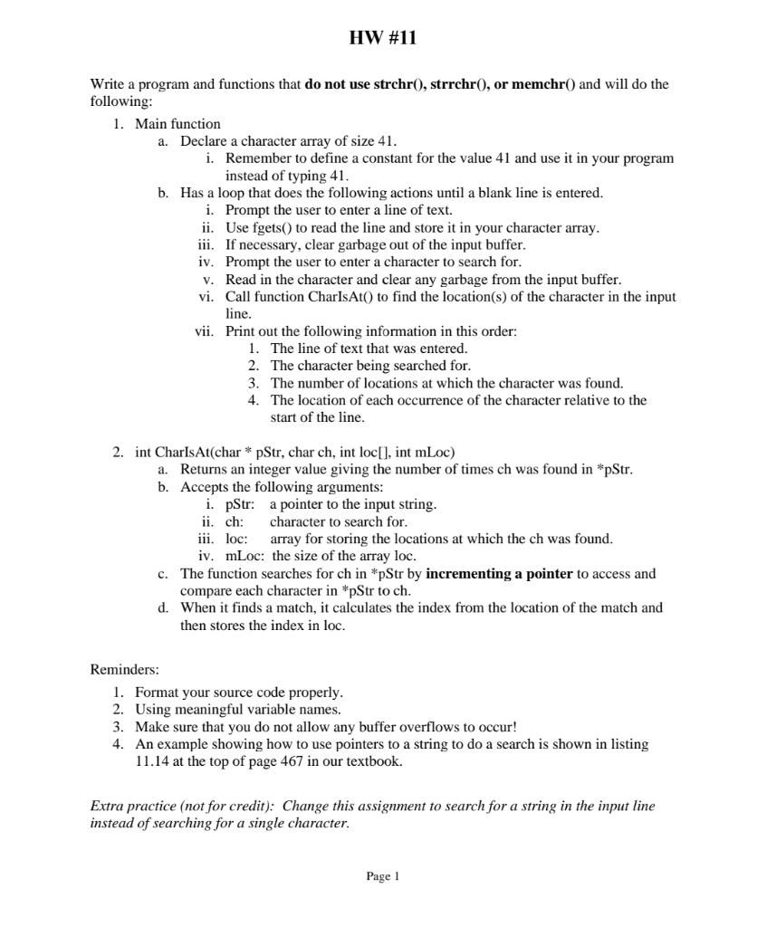 Solved Hw 11 Write A Program And Functions That Do Not Use 5965