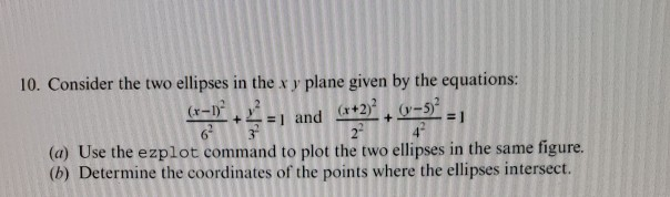 Solved 10. Consider the two ellipses in the x y plane given | Chegg.com