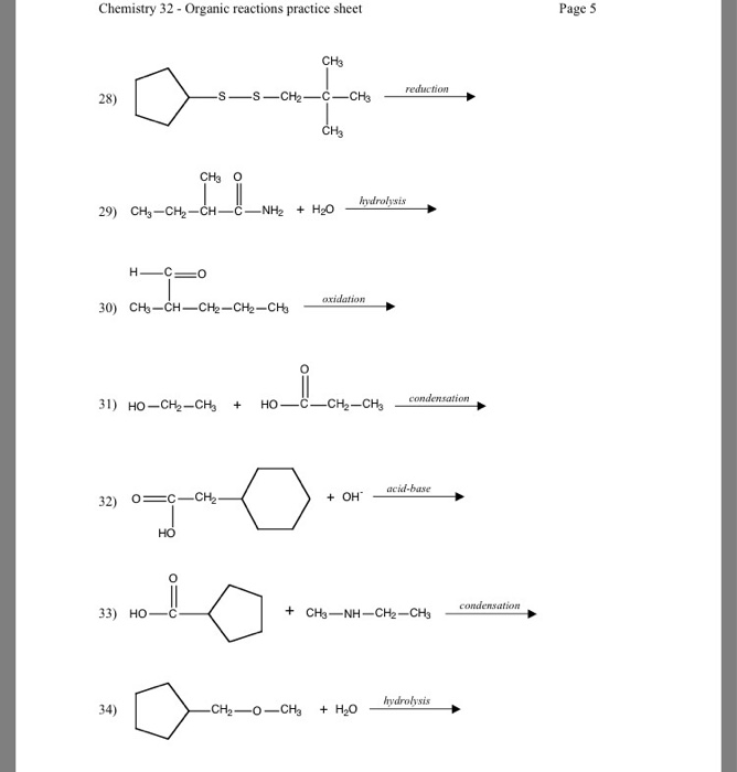 Solved Chemistry 32-Organic reactions practice sheet Page 4 | Chegg.com