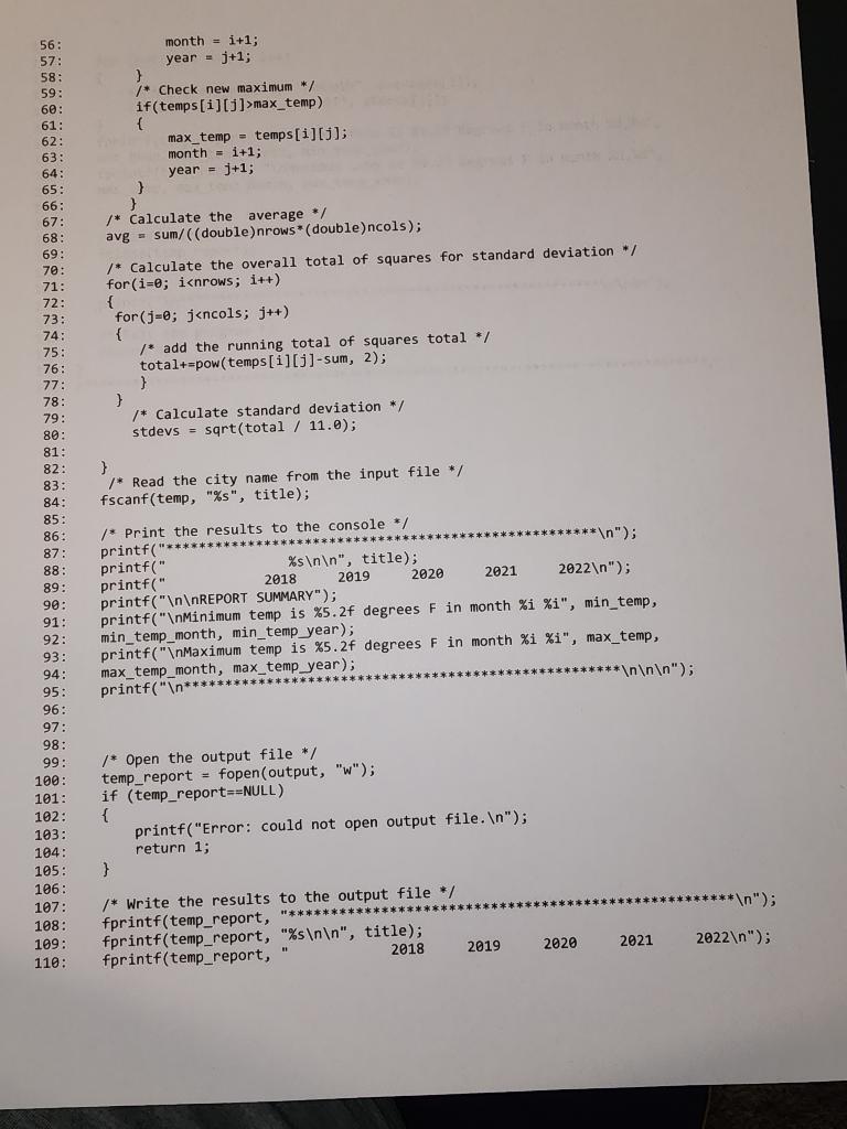HOMEWORK 10: TEMPERATURE ANALYSIS (input/output | Chegg.com