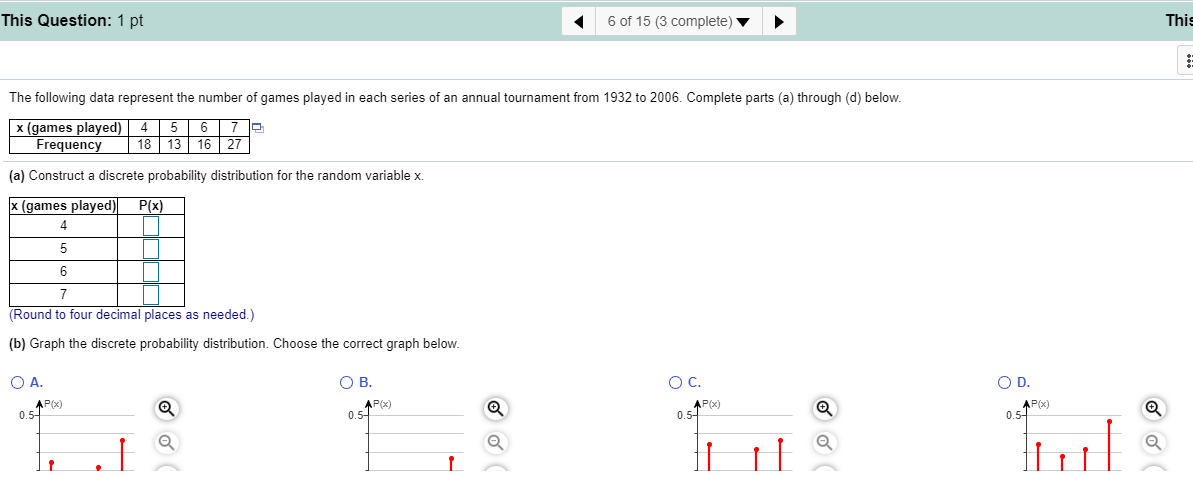 Solved This Question: 1 pt 6 of 15 (3 complete) TH The | Chegg.com