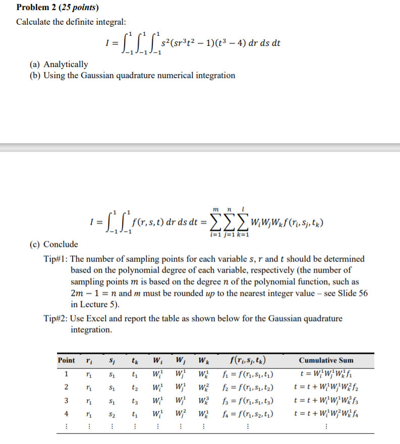Solved Problem 2 (25 points) Calculate the definite | Chegg.com