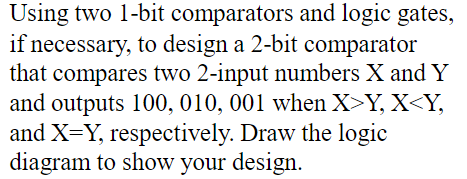 Solved Using two 1-bit comparators and logic gates, if | Chegg.com