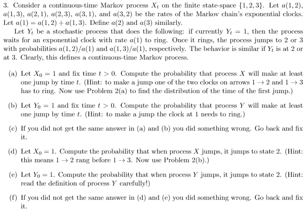 3. Consider a continuous-time Markov process Xt on | Chegg.com