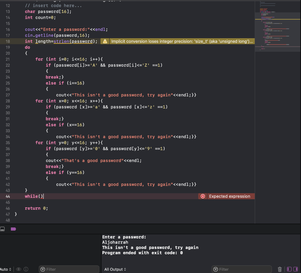 Solved I am trying to get my while loop to loop till it gets | Chegg.com