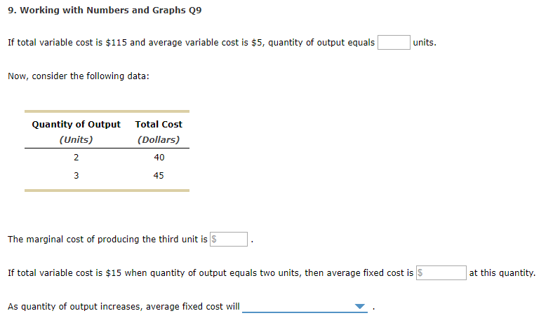 Solved As quantity of output increases, average fixed cost | Chegg.com