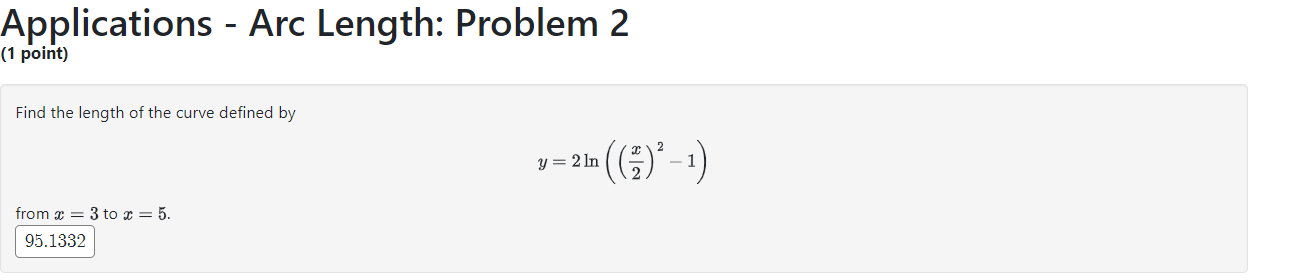 Solved Applications - Arc Length: Problem 2 (1 point) Find | Chegg.com
