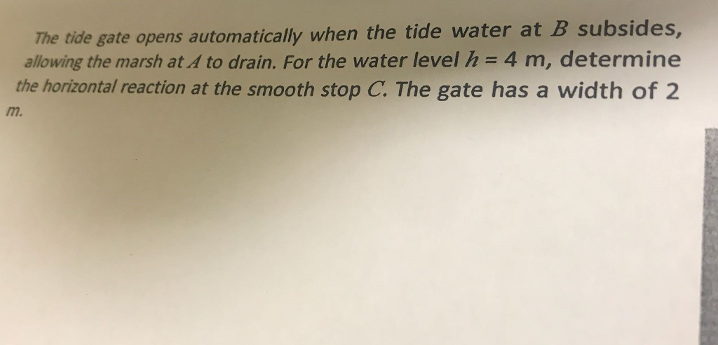 Solved The tide gate opens automatically when the tide water | Chegg.com