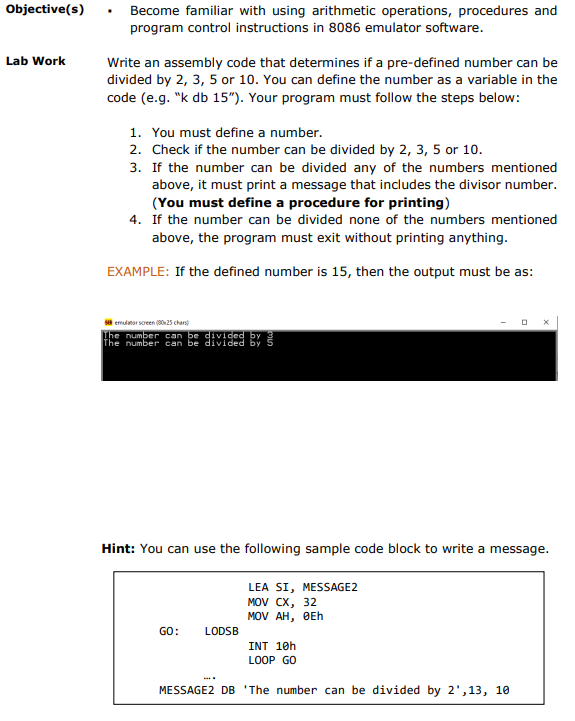 Objective(s) Become familiar with using arithmetic | Chegg.com