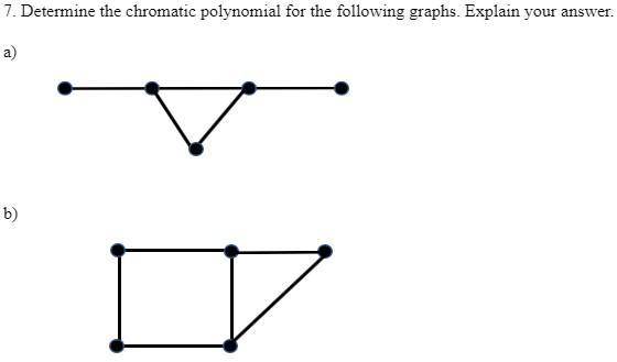 Solved 7. Determine the chromatic polynomial for the | Chegg.com