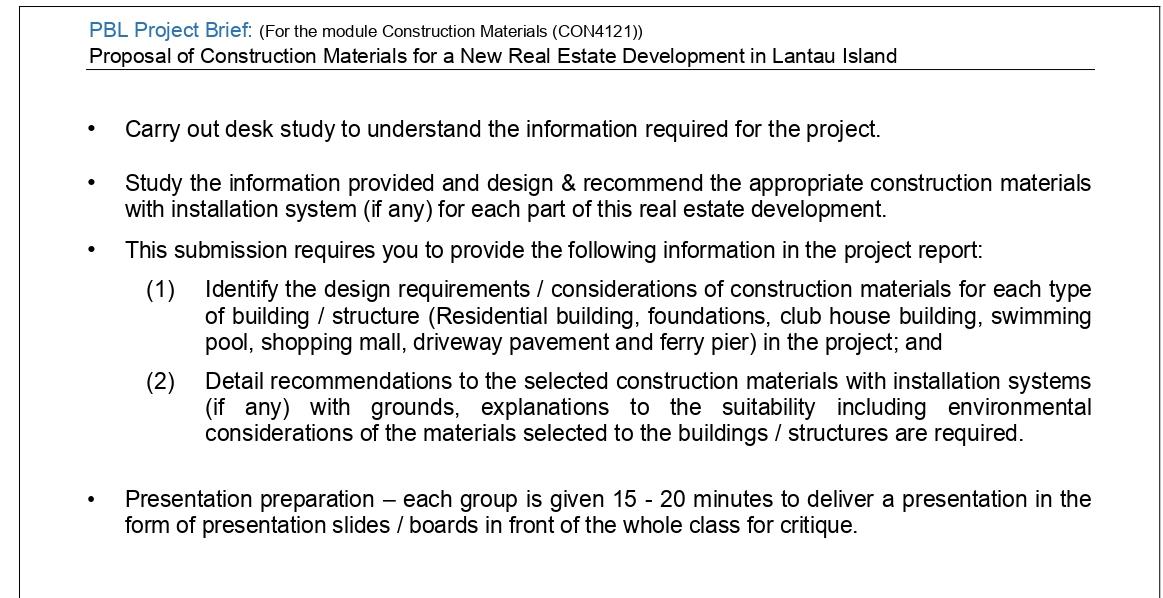 Solved Proposal of Construction Materials for a New Real | Chegg.com