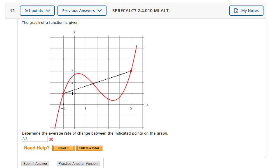 Solved 12. 0/1 points v Previous Answers SPRECALC7 | Chegg.com
