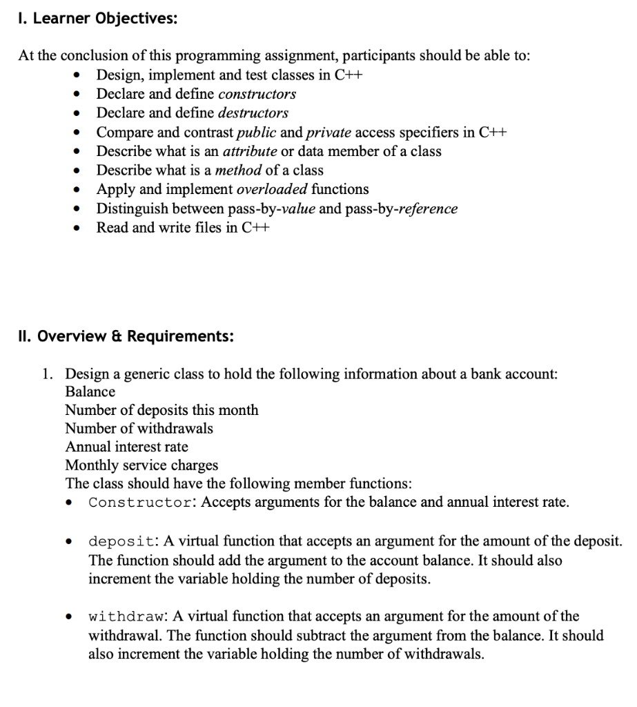 Solved 1. Learner Objectives: . At the conclusion of this | Chegg.com