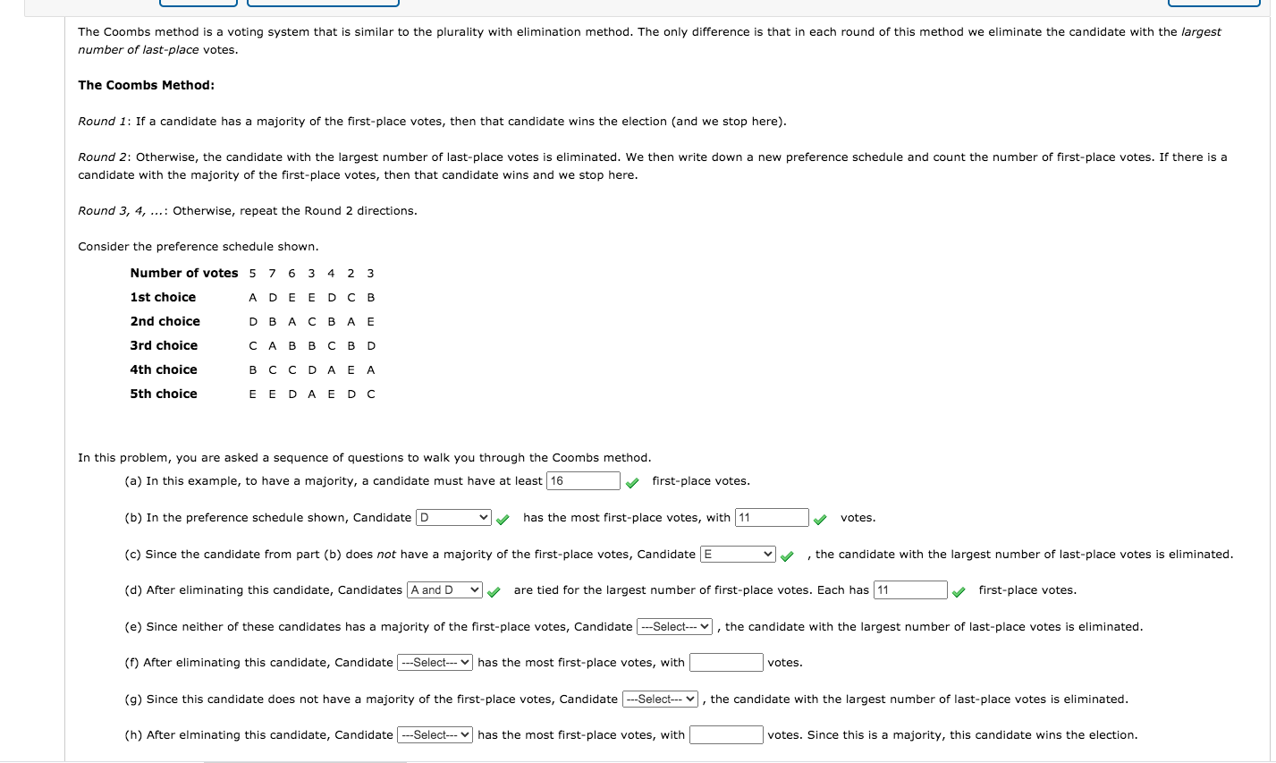 Solved The Coombs method is a voting system that is similar | Chegg.com