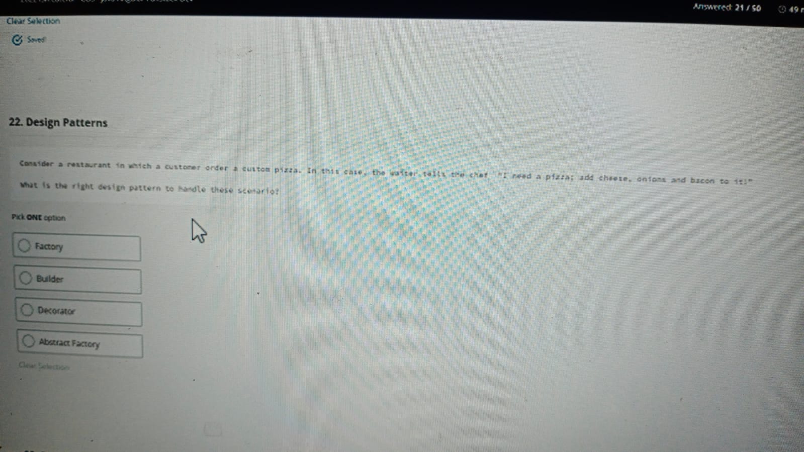 Solved Answerect 2150Clear Selectioniones22. ﻿Design | Chegg.com