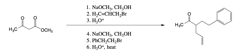 Solved 1. NaOCH3,CH3OH 2. H2C=CHCH2Br 3. H3O+ 4. | Chegg.com