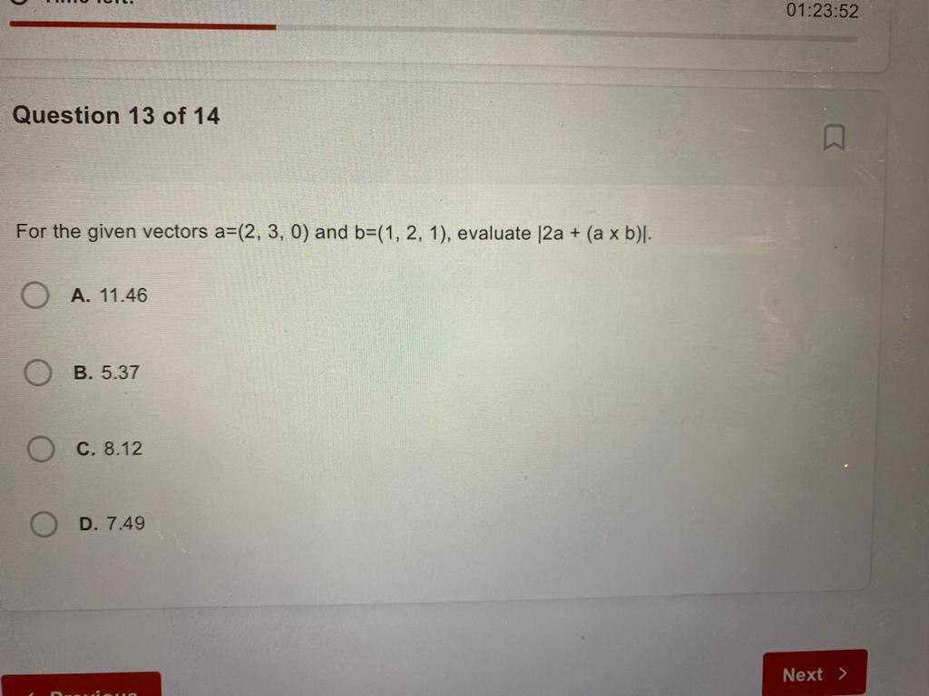 Solved For the given vectors a=(2,3,0) and b=(1,2,1), | Chegg.com