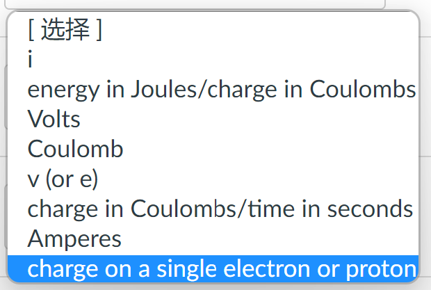 Solved [选择 ] energy in Joules/charge in Coulombs Volts | Chegg.com