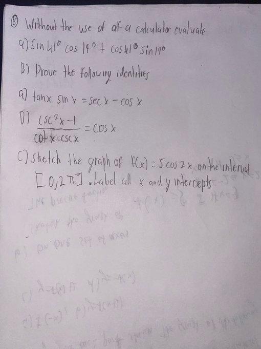 Solved & Without the use of at a calculator evaluate a) Sin | Chegg.com