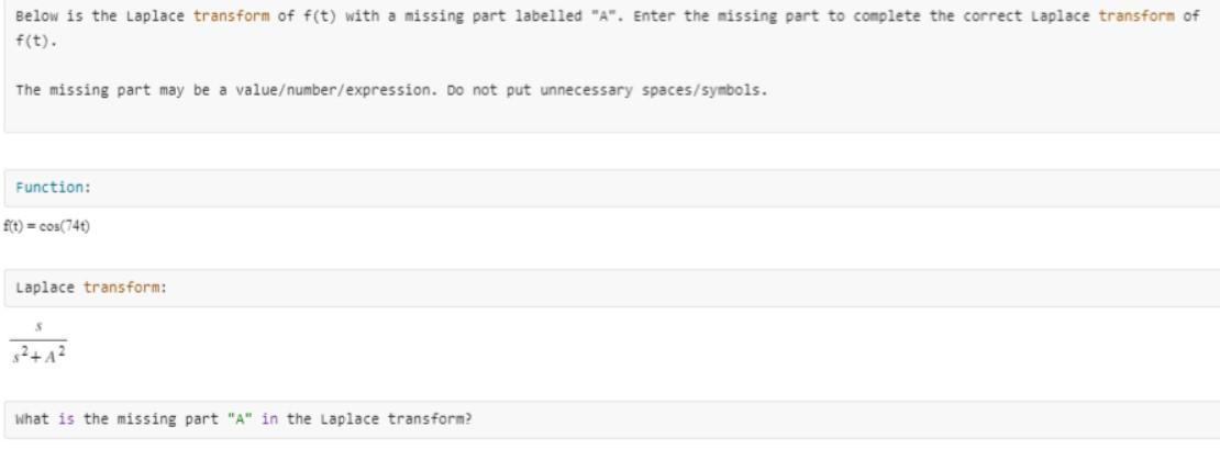 Solved Below is the Laplace transform of f(t) with a missing | Chegg.com