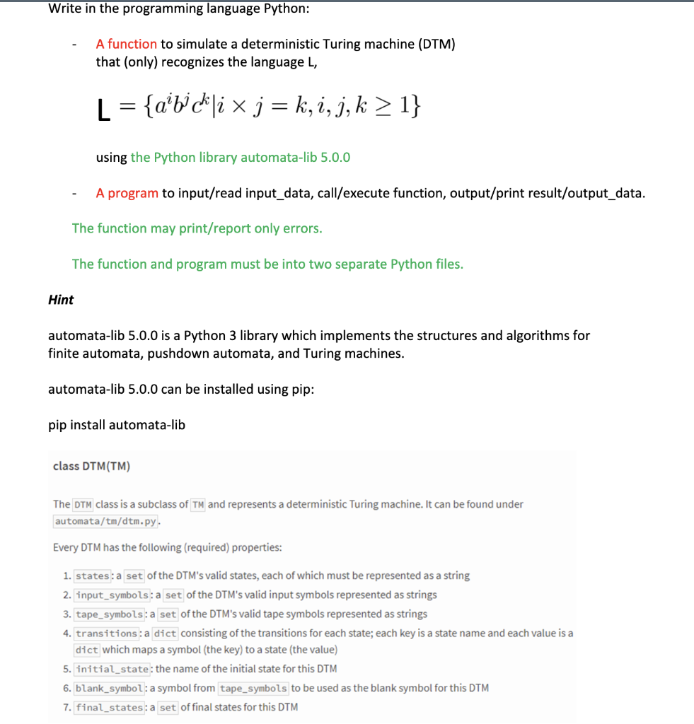 Solved A Function To Simulate A Deterministic Turing 0991