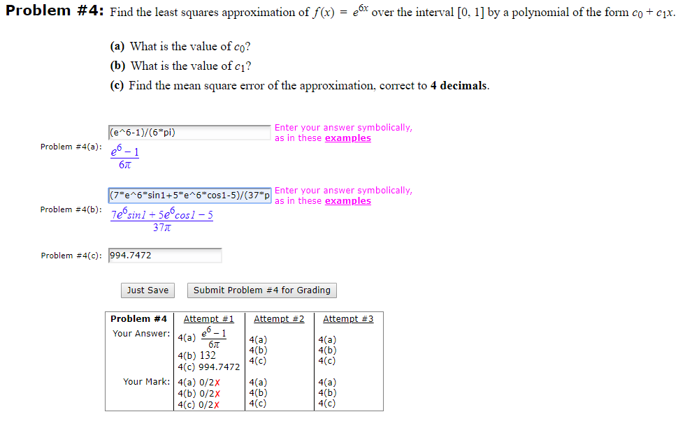 Solved Problem #4 : Find the least squares approximation of | Chegg.com