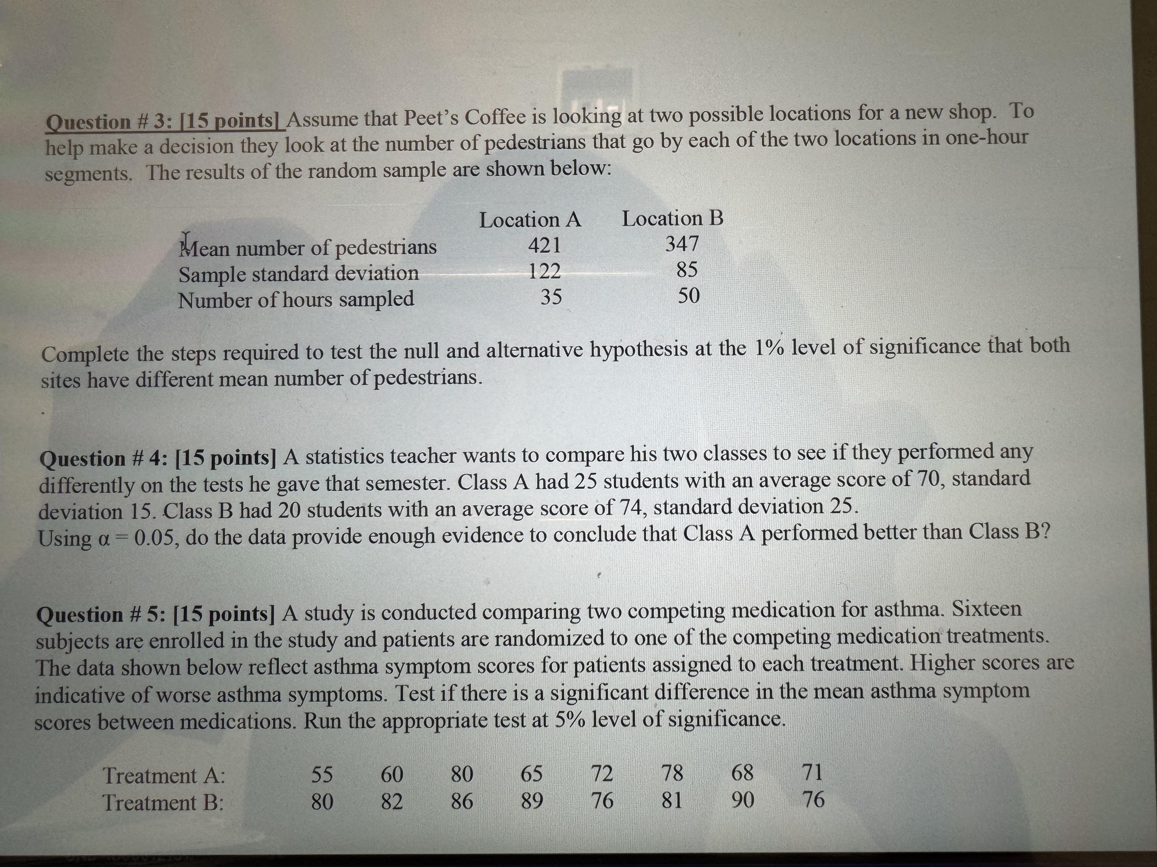 Solved Question \# 2: [15 points] Suppose we want to know | Chegg.com