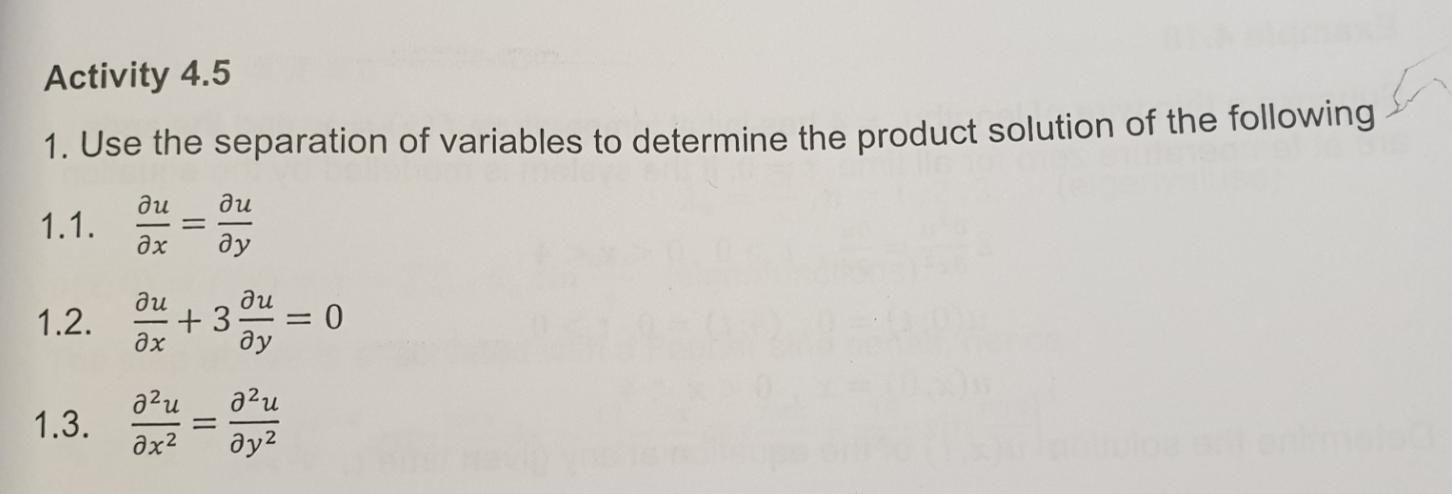 Solved 1. Use the separation of variables to determine the | Chegg.com