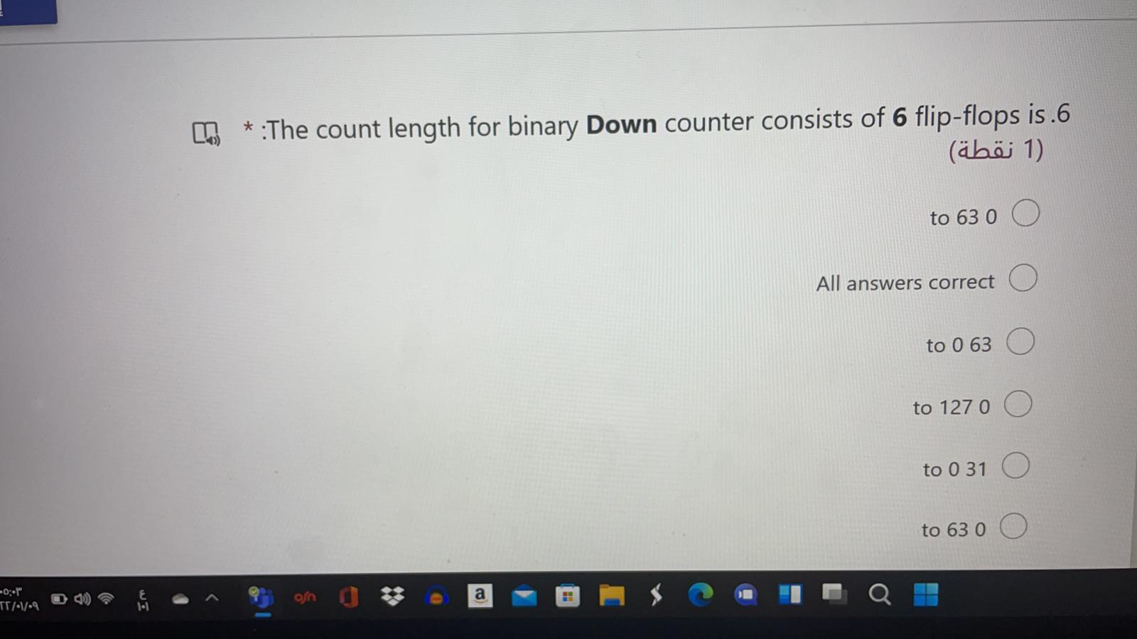 Solved * :The count length for binary Down counter consists | Chegg.com
