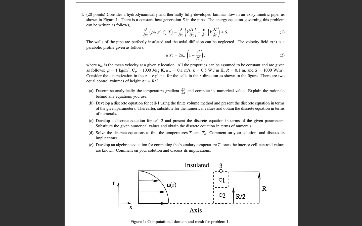 1. ( 20 points) Consider a hydrodynamically and | Chegg.com