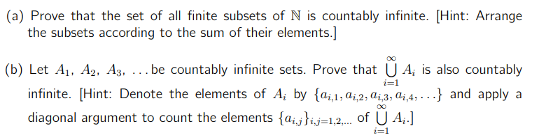 Solved (a) Prove that the set of all finite subsets of N is | Chegg.com