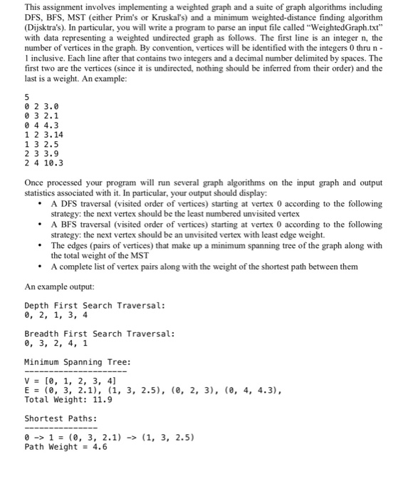 Solved This assignment involves implementing a weighted | Chegg.com
