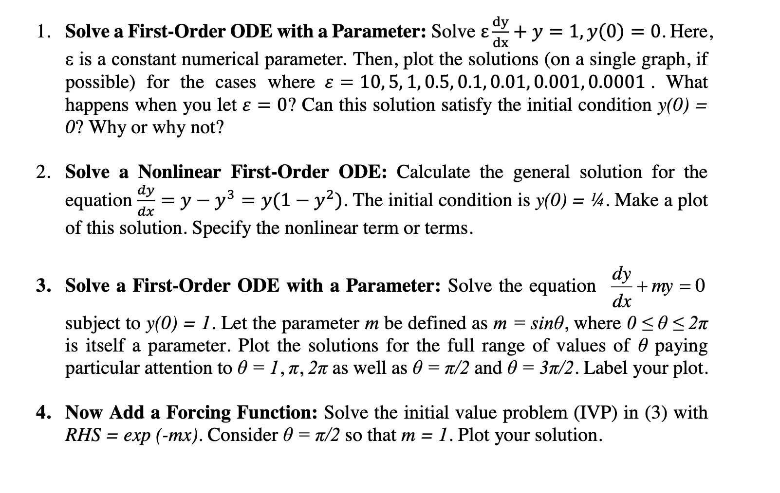 Solved 1. Solve a First-Order ODE with a Parameter: Solve & | Chegg.com