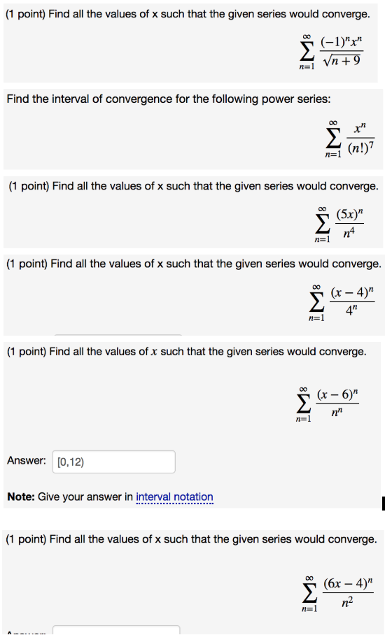 Solved 1 point) Find all the values of x such that the given | Chegg.com Solved 1 point) Find all the values of x such that the given | Chegg.com